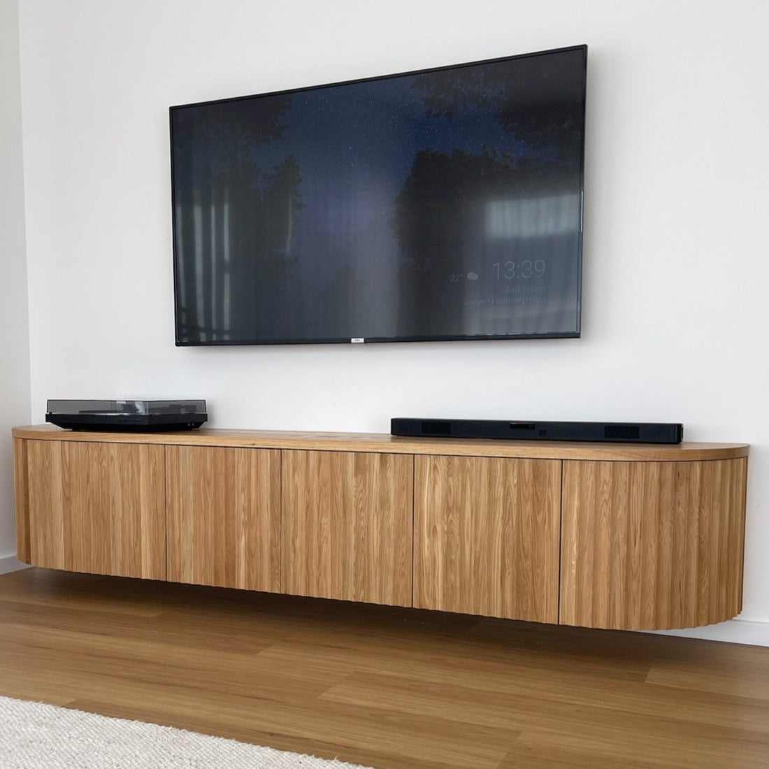Curved Chunky Entertainment Unit - Solid Wood – Jakelin Furniture
